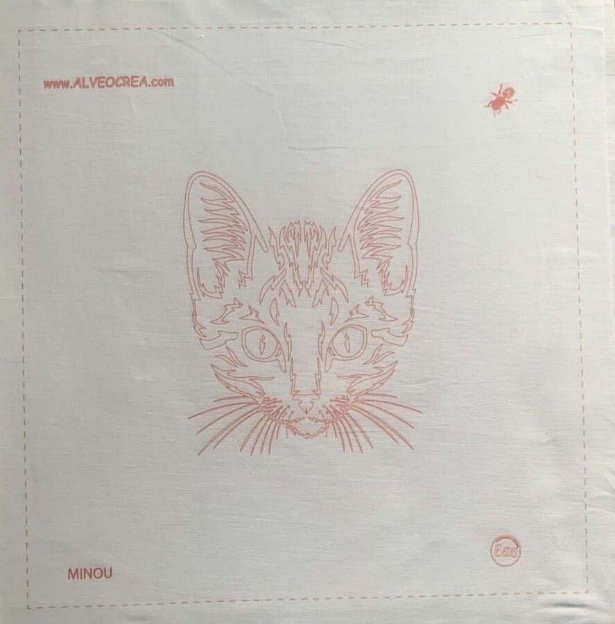 Pré-imprimé à l'encre effaçable : Minou grand chat - Alveocrea